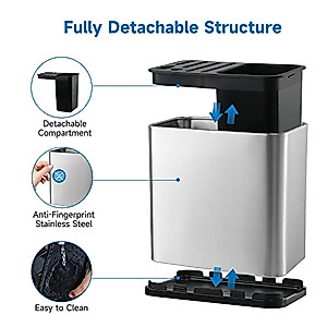 BIARTS 2 in 1 Universal Knife Block without Knives Stainless Steel Knife Holder for Kitchen Counter with Drainage Hole Knife Storage with Utensil Holder Modern Design, Rectangle, 7.7"L x 4.6"W x 7.9"H