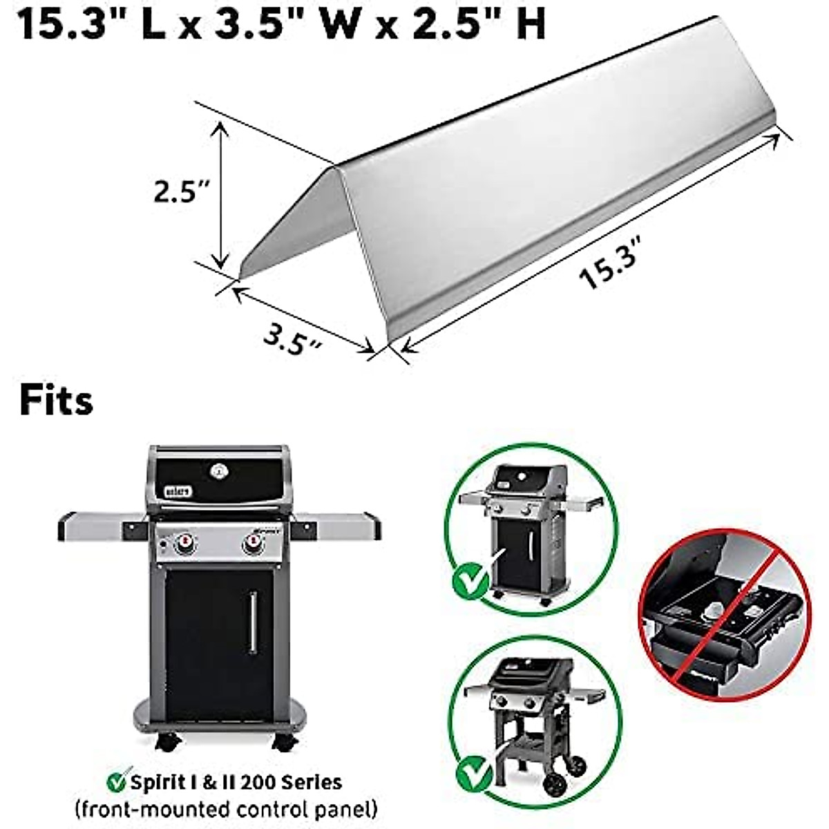 QuliMetal Stainless Steel Flavor Bars and 7637 Cooking Grates for Weber Spirit 200, Spirit E-210, E-220, Spirit S-210, S-220, Spirit II 200 Series Gas Grills with Up Front Control