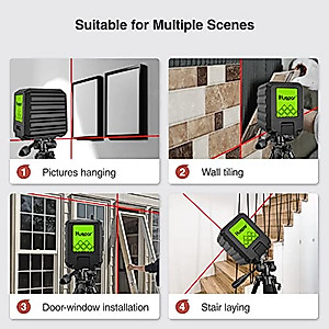 Huepar Laser Level, Self-Leveling Laser Level with Red Beam Cross Line Laser-Vertical and Horizontal Line, 66ft Alignment Laser Tool for Picture Hanging and DIY Application, Battery Included-B011R