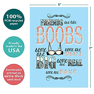 Tree-Free Greetings - Humorous Birthday Cards - Artful Designs - 1 Card + Matching Envelopes - Made in USA - 100% Recycled Paper - 5"x7" - Boob Friends (GO61265)