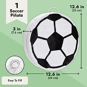 BLUE PANDA Soccer Ball Pinata for Sports Themed Birthday Party Decorations, Small (12.6 x 3.0 x 12.6 Inches)