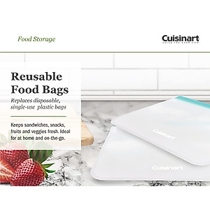 Cuisinart Reusable Food Storage Bags, 12 Pack Turquoise - Resealable Bags for Food, Leftovers, & Snacks to Store, Freeze or Refrigerate - BPA Free Flat Freezer Bags - Includes Small, Medium & Large