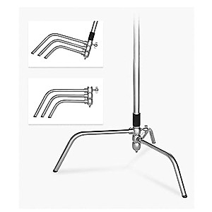 Lapgood 100% Stainless Steel Heavy Duty C Stand with Boom Arm - Max Height 10.8ft/330cm Photography Light Stand with 4.2ft/127cm Holding Arm, 2 Grip Head for Studio Monolight, Softbox, Reflector