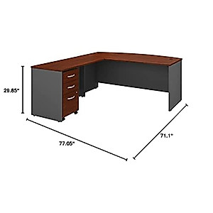 Bush Business Furniture Series C 72W Bow Front L Shaped Desk with 48W Return and Mobile File Cabinet in Hansen Cherry