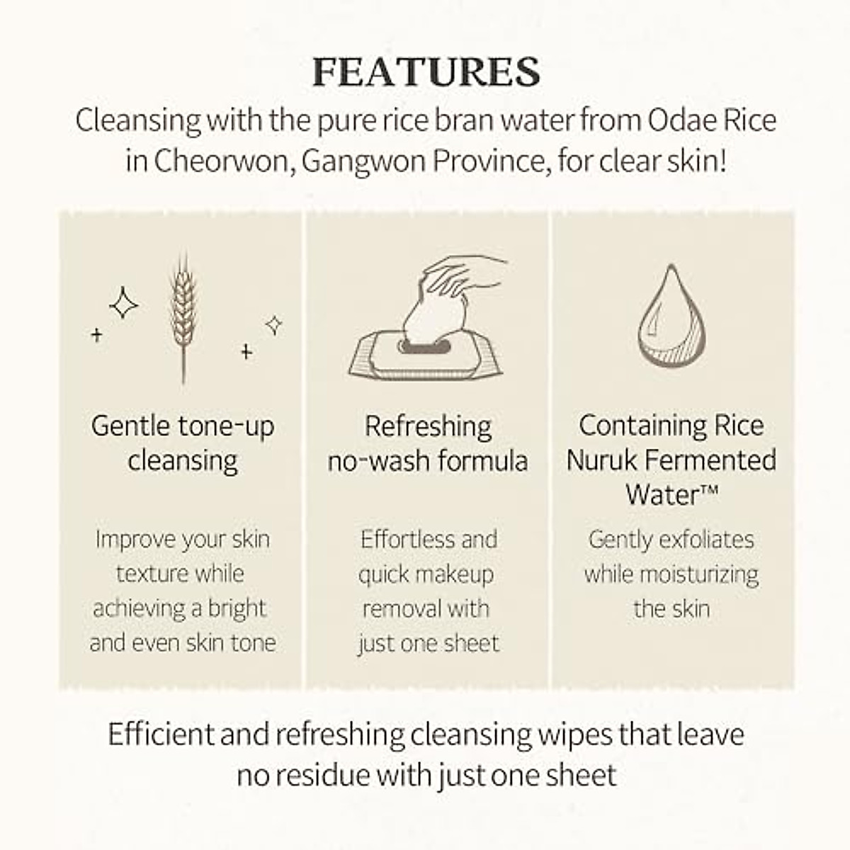 SKINFOOD Rice Cleansing Wipes - Daily Hypoallergenic Rice Nourishing Makeup Remover Tissue Wipe - Facial Skin Clear & Refreshed - Korean Beauty Face Wipes for Women - Travel Makeup Wipes (80 Sheets)