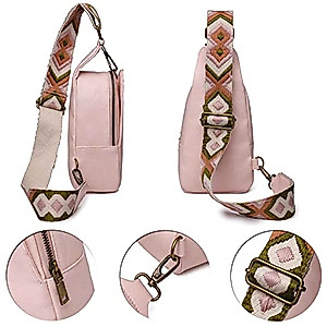 Baolab Women Chest Bag Sling Bag Small Crossbody PU Leather Satchel Daypack for Lady Shopping Travel Fashion Shoulder Strap (Brown)