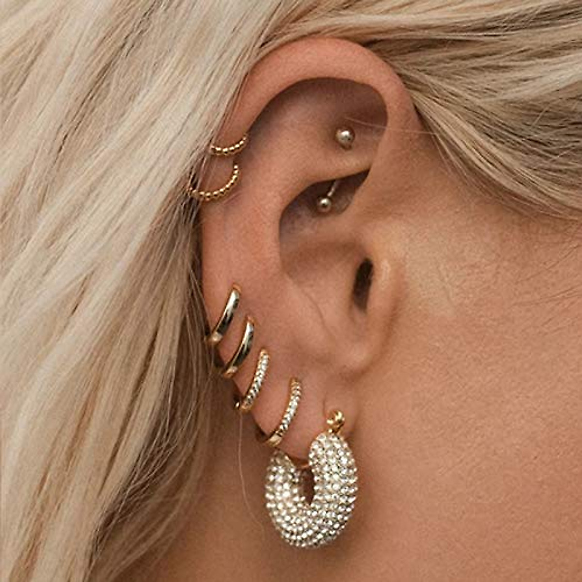 3 Pairs Small Huggie Hoop Earrings Set 14K Gold Hypoallergenic Lightweight Huggie Hoops Earrings for Women Trendy