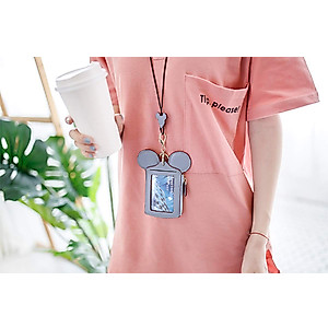 Cute Neck Pouch, DIIZBEE ID Card Holder Coin Wallet Small Travel Documents Bag, Fashion Animal Shape Purse With Lanyard for Student Women Kids Girl (Blue 1pc)