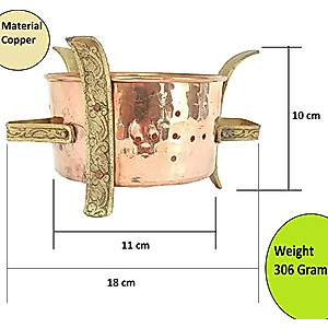 Sharvgun Handmade Indian Copper Brass Sigri Food Warmer Angeethi For Restaurant/Hotel Ware Home Traditional Sigdi/Sigri Tabletop Burner Pack of 2