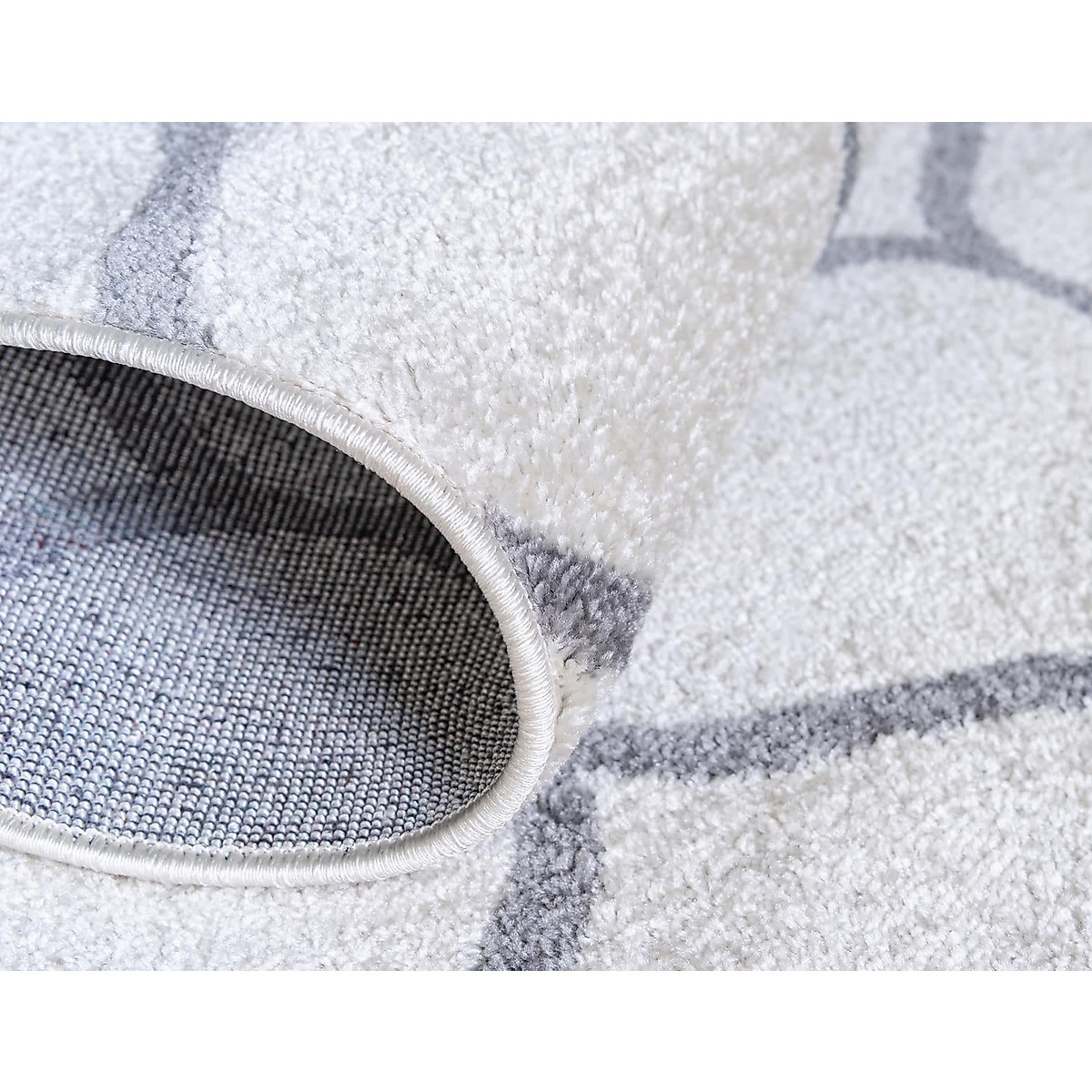 Unique Loom Trellis Frieze Collection Area Rug - Rounded (4' x 6' Oval, Ivory/ Gray)
