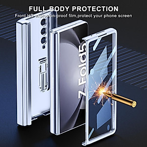 DOOTOO for Samsung Galaxy Z Fold 5 Case with [Fold5 Edition S-Pen Holder] Magnetic Hinge Coverage Protective Built-in Screen Protector Kickstand Shockproof All-Inclusive Case (Light Blue)