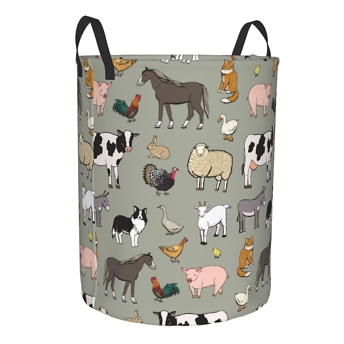 oacyit Laundry Basket Farm Animals Laundry Hamper Waterproof Idea Hampers for Laundry,Large Collapsible Laundry Baskets with Handle Suitable for Bedroom Bathroom Utility Room Kitchen, Medium