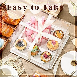 Sayglossy Bento Cake and Cupcake Box 1+5 Bento Boxes for Mother's Day Wedding Birthday Party Baby Shower Bakery Supplies(2 Pack,White)
