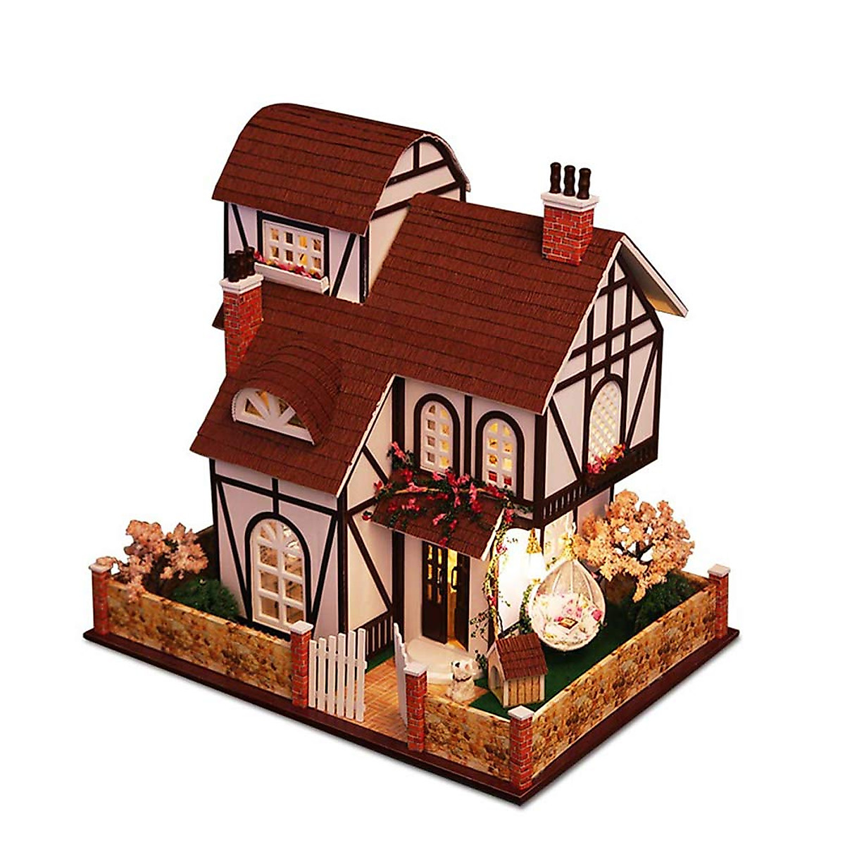 DIY Miniature Dollhouse Kit with Music Box Rylai 3D Puzzle Challenge for Adult Kids (Flower Town)