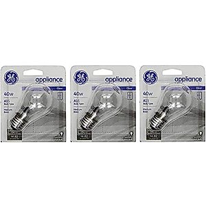 GE 15206, 40-Watt, Appliance, Medium Base, A15 Bulb Shape, 3-pk, 120-Volt, 1 Count (Pack of 3), Clear