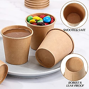 Honeydak 300 Pack 3 oz Kraft Paper Cups Disposable Bathroom Cups Espresso Cups Small Mouthwash Cups Brown Paper Cups Mini Paper Cups for Coffee Ice Cream Party Sundae, Yogurt, Soup, Tea(300 Pack)