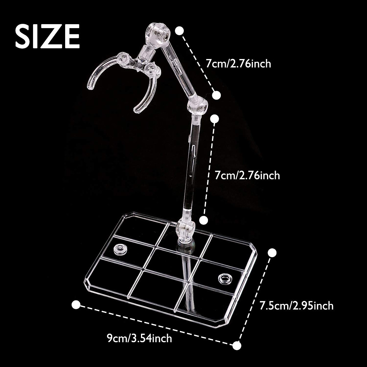 Migaven Action Figure Stand, 10pcs Assembly Action Figure Display Holder Base Doll Model Support Display Stand Compatible with HG RG SD SHF Gundam 1/144 Toy Clear