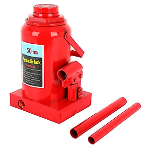 LSAILON 50 Ton Capacity Hydraulic Car Bottle Jack Cylinder Jack Auto Truck Repair Tool - Red
