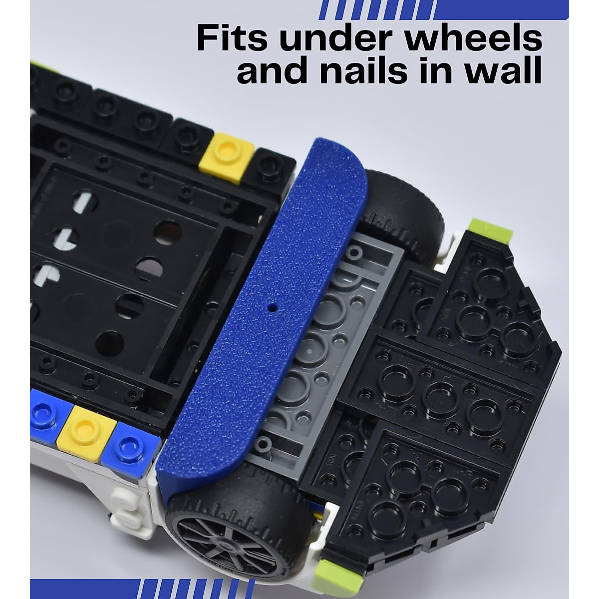 Collectible Car Display Wall Mount Compatible with Lego Speed Champions | Wall Display Mounts Compatible with Lego Racecar Models | Made in USA (Blue, 10 Pack)