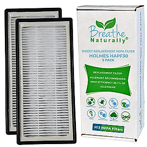 Aftermarket HAPF30D-U2 Holmes HEPA Type Filter (2) Pack Includes Premium Carbon Activated Prefilters By Breathe Naturally