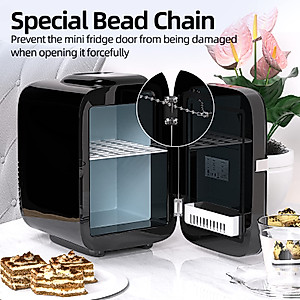 SPECILITE Mini Fridge for Skin Care, Portable Beauty Fridge with Eraser Board Door and Bead Chain(4 Liter/6 Can) Cooler and Warmer, Personal AC/DC Refrigerator for Skincare, Makeup, Food
