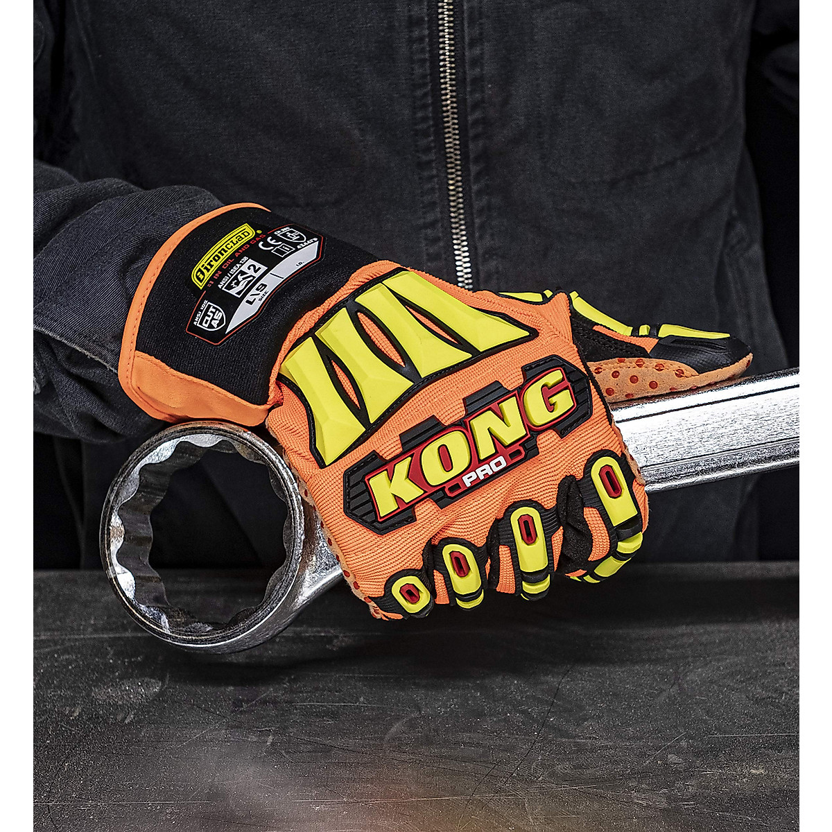 Ironclad mens Cut Resistant Work Gloves, Orange - Yellow Tpr, Large Pack of 1 US