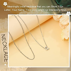 Yoosteel Valentines Day Gifts fors Initial Necklace, Silver Initial A Necklace Dainty Layering Letter Necklace Cute Valentines Day Gifts for Women Her Mom Daughters Wife Jewelry