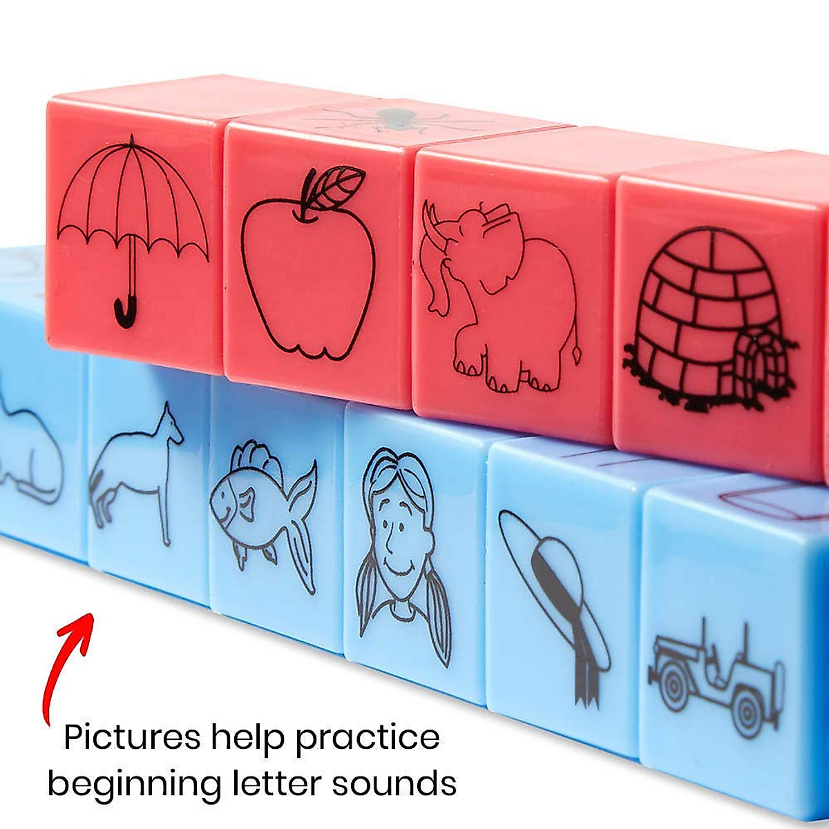 hand2mind Reading Rods, Create Sight Words with Alphabet Blocks for Kids Ages 4-8, CVC Word Builders Linking Cubes, Montessori Toys for Toddlers, Kindergarten Homeschool Supplies (Set of 82)