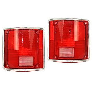 For 1973-1991 Chevy Blazer Pair Rear Tail Lights Driver and Passenger Side w/Chrome Trim GM2800122 GM2801122 - replaces 5968329 5968330
