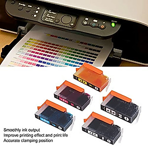 Hilitand Ink Cartridge Large Capacity Inkjet Cartridge Clear Fadeless Print Printer Cartridge for School, Office, Trading Firms (BK PBK C M Y 5 Colors)