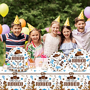 gisgfim 3 Pcs My First Rodeo Birthday Party Supplies Western First Rodeo Party Tablecloths Blue Cowboy 1st Rodeo Party Birthday Table Cover Decorations for Boy Baby Shower