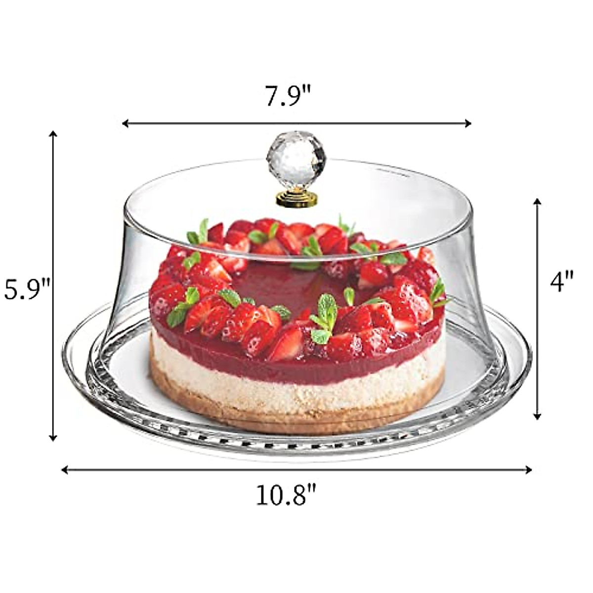 Hiceeden 10 Inch Acrylic Cake Stand with Dome Lid, Clear Cake Plate with Cover, Serving Platter with Lid for Display, Party, Dinner, Dessert