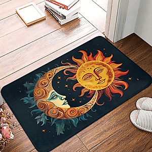 Stars and Sun Moon Welcome Door Mat Soft Floor Carpet Bath Rugs, 16x24in Area Rug for Indoor Outdoor Bathroom Kitchen Living Room Decoration