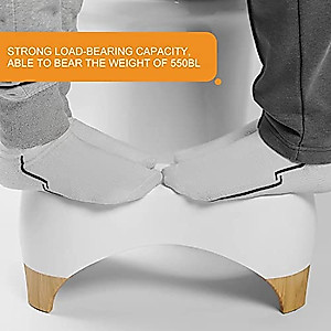 Toilet Stool,Gligam Poop Stool for Bathroom,Bearing 550 lbs Weight,Toilet Step Stool, Potty Stool for Adults and Kids,Non-Slip Simple Design,7" Tall (White/Bamboo Color)