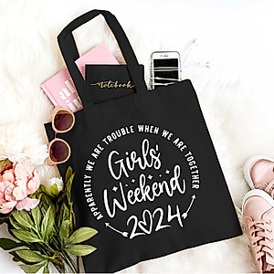 Girls Weekend 2024 Canvas Tote Bag Funny Girls Trip Reusable Shopping Bag Shoulder Bag for Women Funny Gift