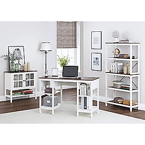 Spirich Home Sideboard Buffet Cabinet, Kitchen Storage Cabinet with 2 Glass Doors and Adjustable Shelf, Wood Cupboard Console Table for Dining Room White