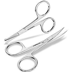 Utopia Care Eyebrow Scissors, Small Scissors for Men and Women - Curved and Rounded Nose Hair Scissors for Grooming Mustache, Beard, Eyelashes, Ear Hair Trimming- Professional Stainless Steel - Silver
