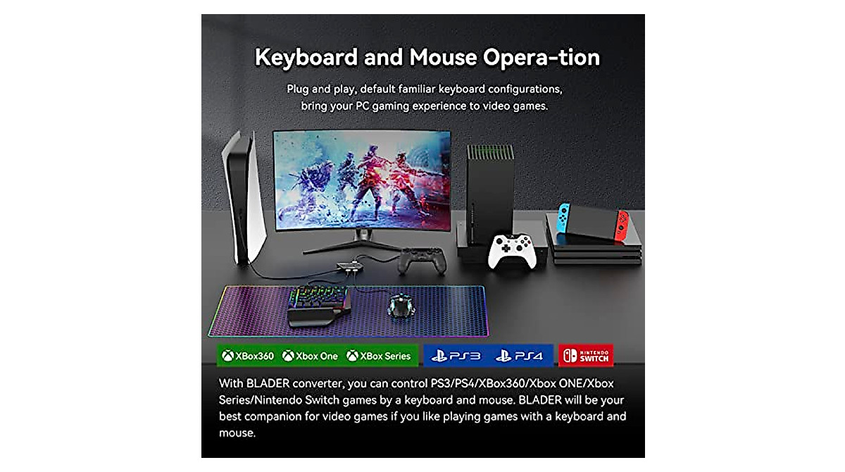 Keyword and Mouse Adapter for Nintendo Switch/Xbox One/PS4/PS3, AIMVICE ...