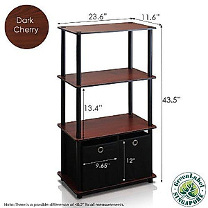 Furinno NW889DC/BK Go Green 4-Tier Multipurpose Storage Rack w/Bins, Dark Cherry/Black