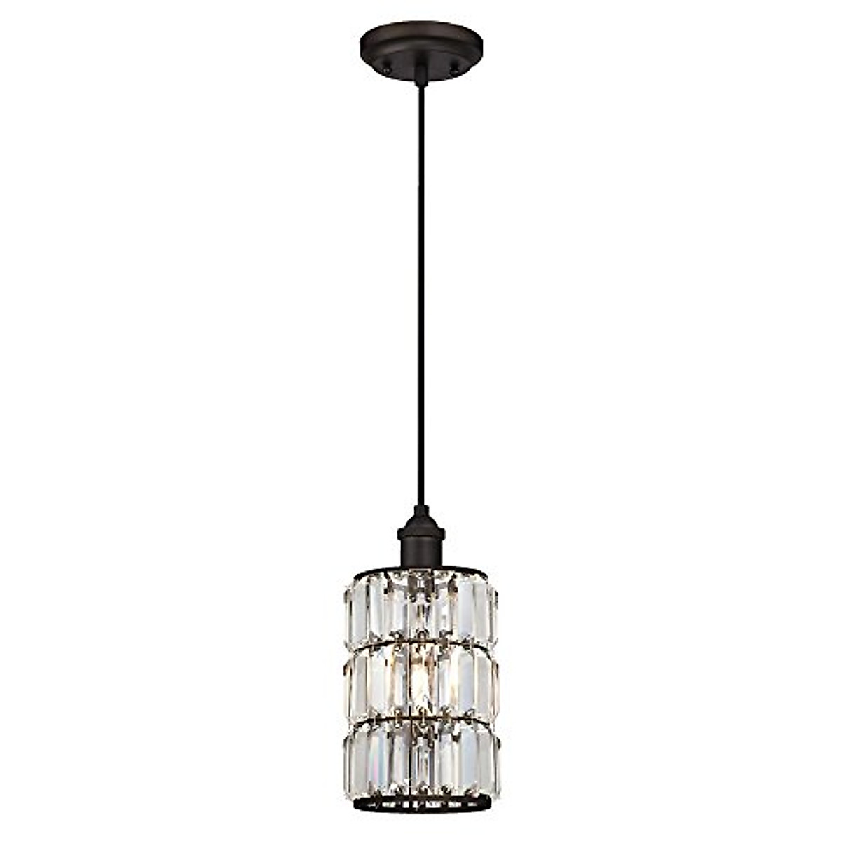 Westinghouse Lighting 6338400 Sophie One-Light Indoor Mini Pendant, Oil Rubbed Bronze Finish with Crystal Prism Glass, White