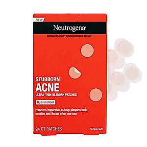 Neutrogena Stubborn Acne Pimple Patches, Acne Treatment for Face, Ultra-Thin Hydrocolloid Spot Stickers Provide Optimal Healing for Pimples, 24 Patches