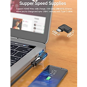 URWOOW USB C Right Angle Adapter,90 Degree USB C to USB Type-C Male to Female Adapter Convertor Extension, for Laptop & Tablet & Mobile Phone (2 Pack).