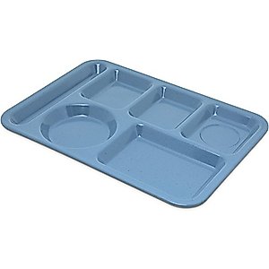 Carlisle FoodService Products Left-Hand Heavyweight 6-Compartment Melamine Tray 10" x 14" - Sandshade