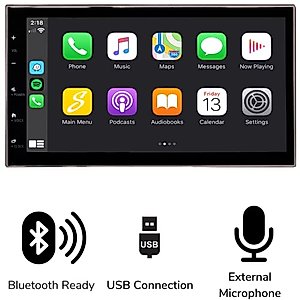 6.8” Double Din Complete Radio Kit Package for Nissan Altima 2007-2012 with Touchscreen Radio, Apple CarPlay, Android Auto, Bluetooth, Rear Camera Input, Dash Kit, Harness and Antenna Adapter