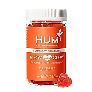 HUM Glow Sweet Glow Skin Supplement & Beauty Gummies - Hyaluronic Acid, Vitamin C + Vitamin E Gummies for Hydrated Skin - Collagen Gummies for Smooth Lasting Plump & Glowing Skin (60 Vegan Gummies)