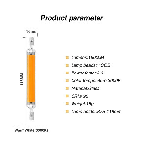 Dimmable 118MM R7S COB LED Bulbs, 20W J Type 118MM Double Ended LED Lights 120V T3 R7S Base 150W Equivalent Floodlight Replacement for Garage Lighting Floor Lamps (Warm White, 2 Pack)