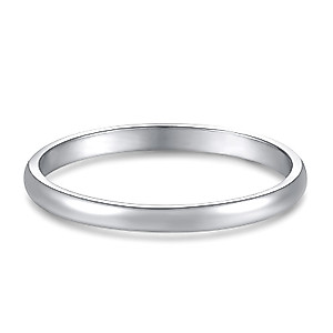 KAZITSAN 2mm Thin Stainless Steel Rings for Women Silver Plain Stackable Wedding Band Size 6