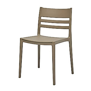 Amazon Basics Dark Beige, Armless Slot-Back Dining Chair-Set of 2, Premium Plastic (Pack of 1)