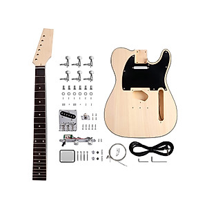 Sunsmile DIY Electric Guitar Kit Tele Style Guitar Kits Beginner Kits with Basswood Body Hard Maple Neck Chrome Hardware Right Handed Build Your Own Guitar.