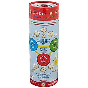 Schylling MKT Super Makit Classic Wood Construction Toy, 3+ years, 70-Pieces (1 EA)